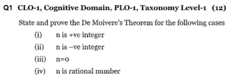 Solved Q1 CLO-1, Cognitive Domain, PLO-1, Taxonomy Level-1 | Chegg.com