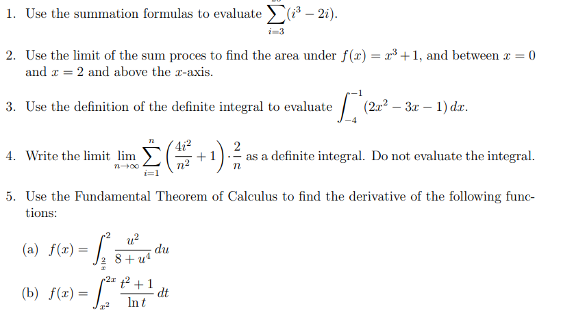 Solved 1. Use the summation formulas to evaluate | Chegg.com