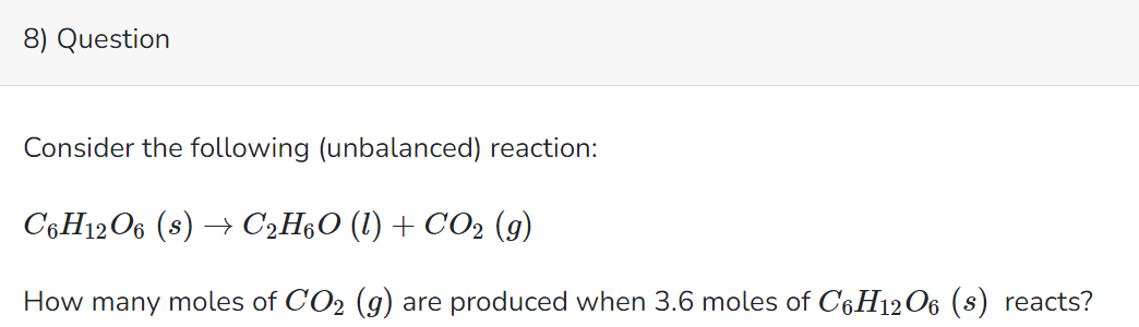 Solved 8) Question Consider the following (unbalanced) | Chegg.com