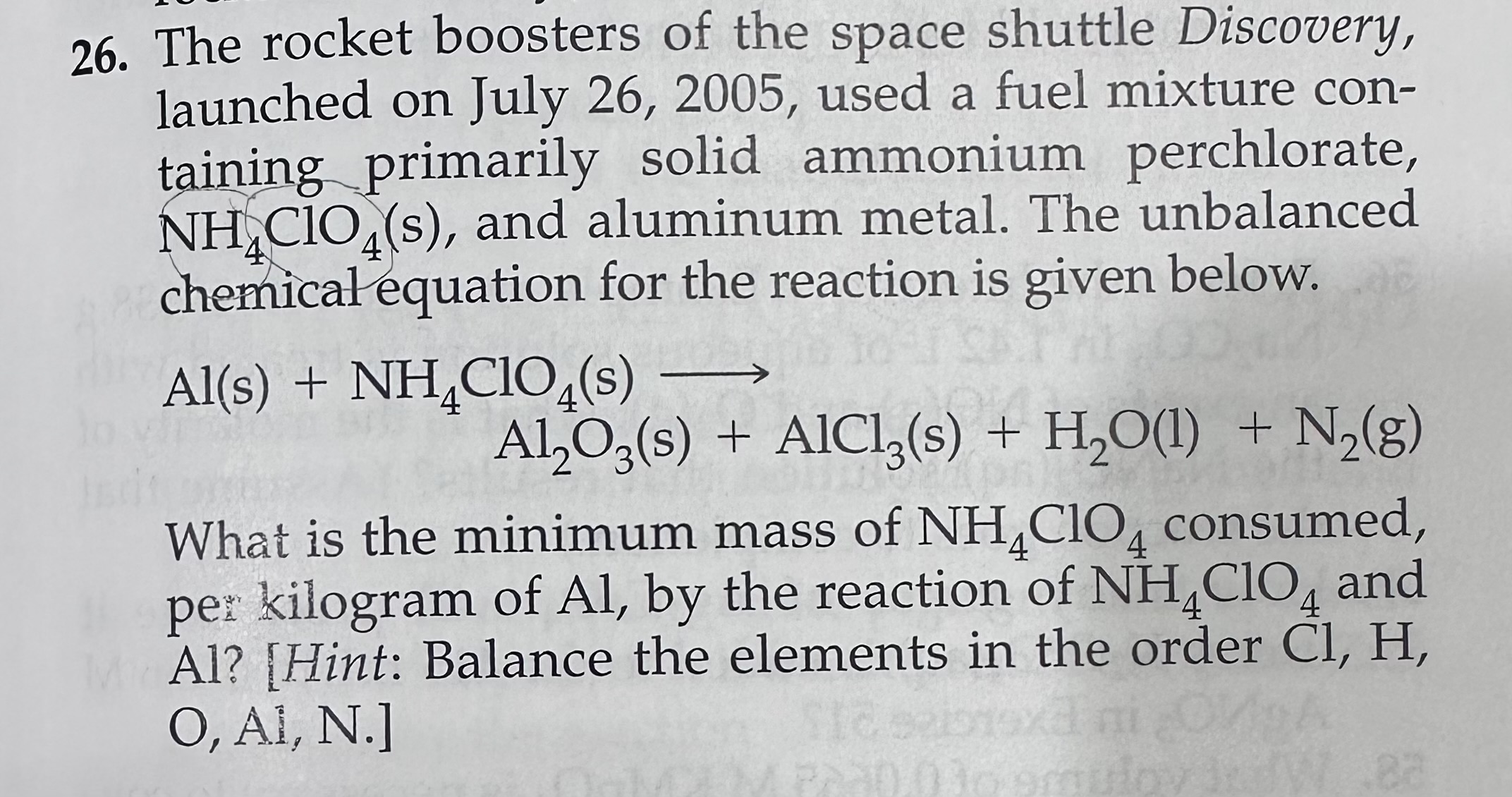 Solved 26. The rocket boosters of the space shuttle | Chegg.com