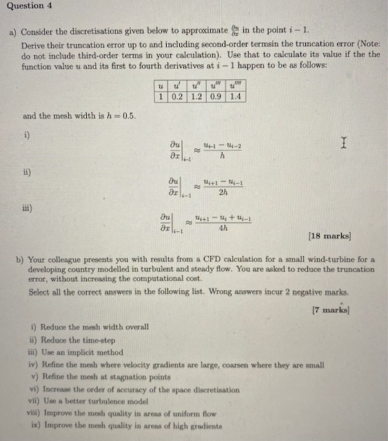 Question 4a) ﻿Consider the discretisations given | Chegg.com