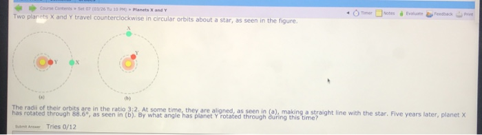 Solved Course Contents Set 07 (03/26 Tu 10 M) Planets X and | Chegg.com
