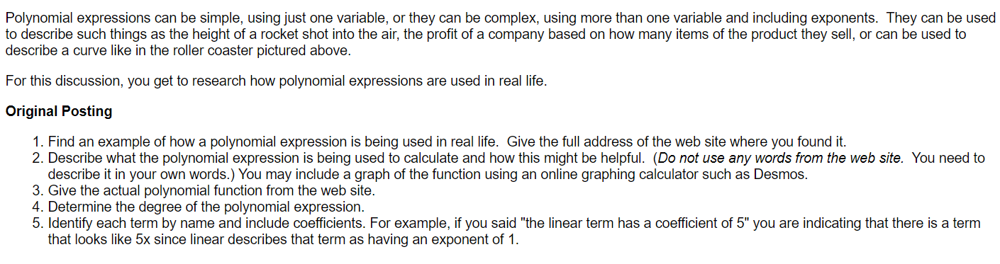 Solved Polynomial expressions can be simple, using just one | Chegg.com