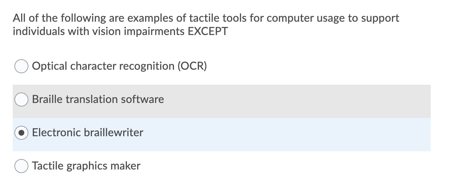Solved All of the following are examples of tactile tools | Chegg.com
