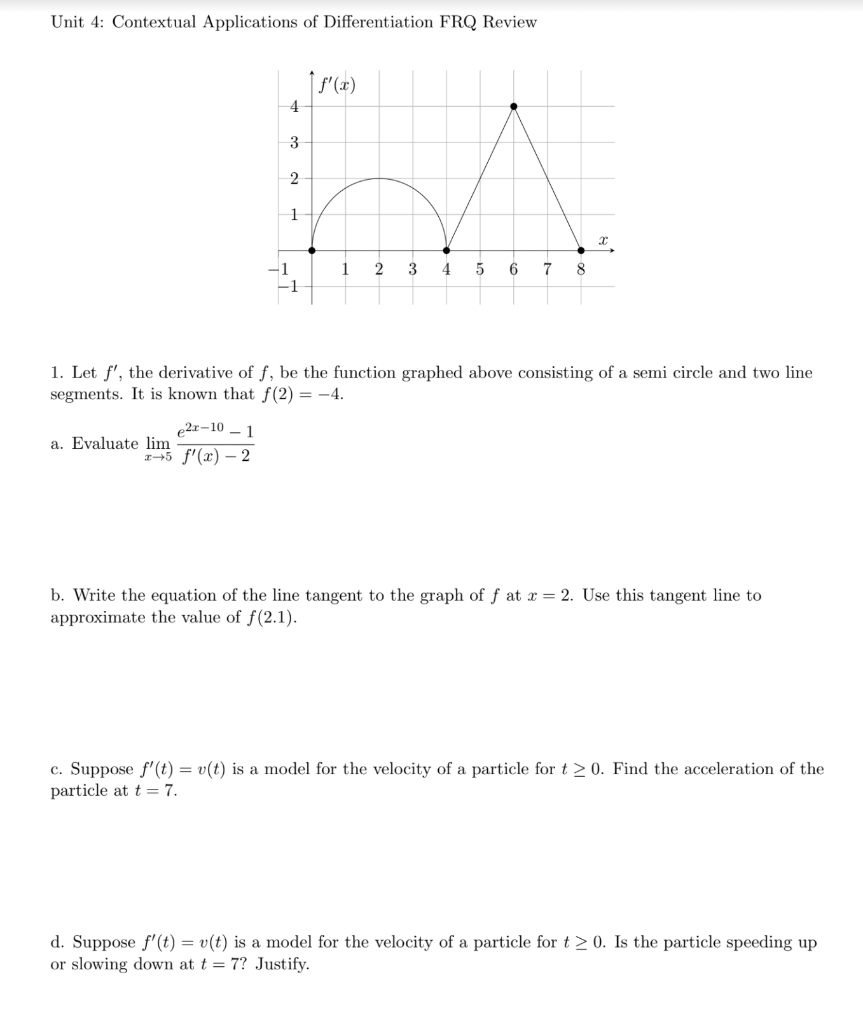 Solved Unit 4: Contextual Applications of Differentiation | Chegg.com
