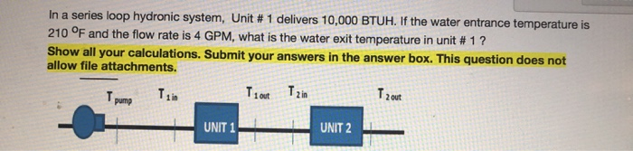 Solved In a series loop hydronic system, Unit # 1 delivers | Chegg.com