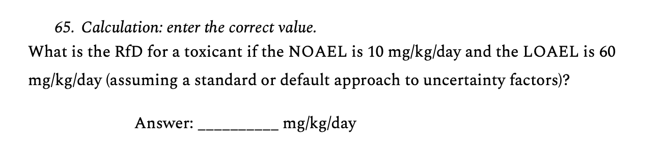 Solved 65. Calculation: enter the correct value. What is the | Chegg.com
