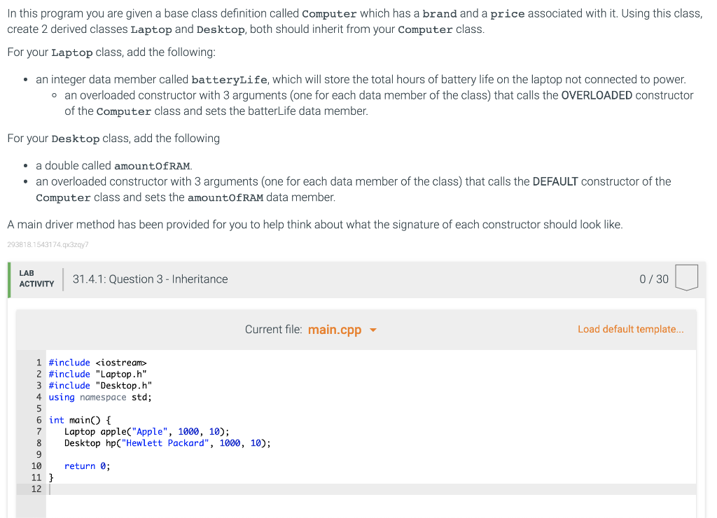 Solved In this program you are given a base class definition | Chegg.com