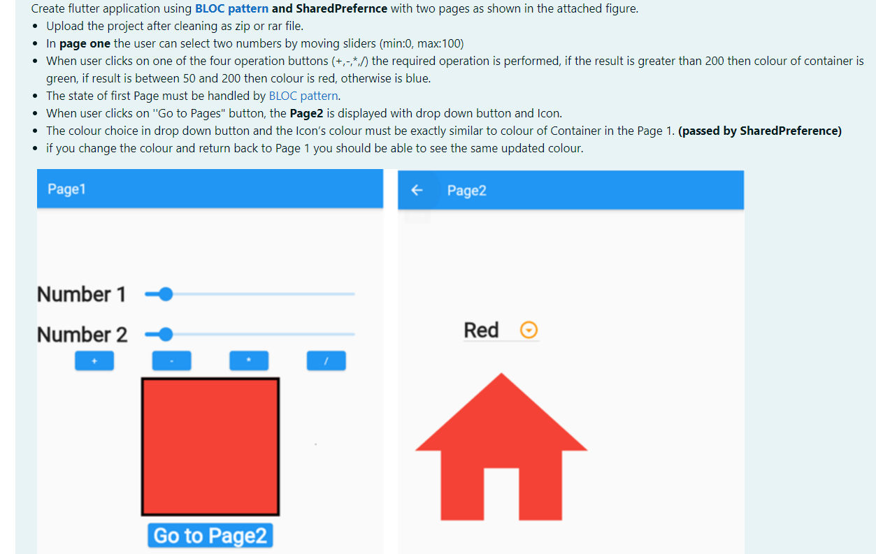 Solved . Create flutter application using BLOC pattern and | Chegg.com