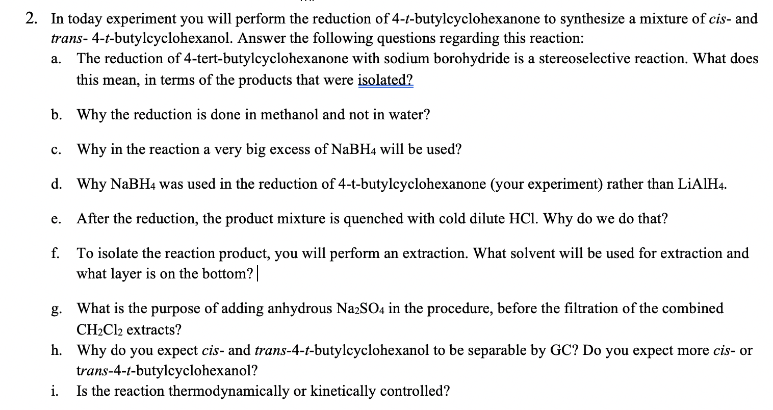 Solved 2 In Today Experiment You Will Perform The Reduction