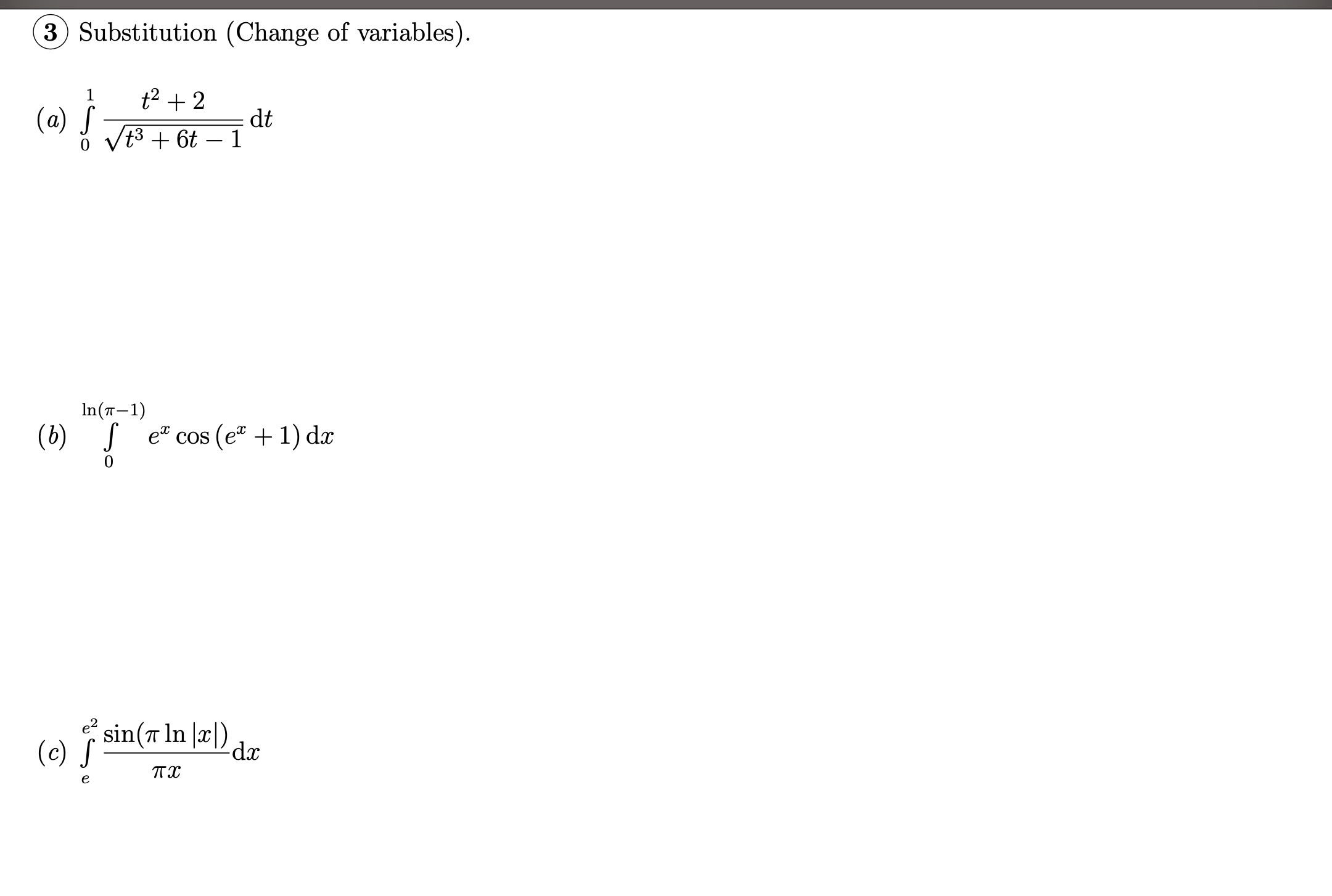 Solved (3) Substitution (Change of variables). (a) | Chegg.com