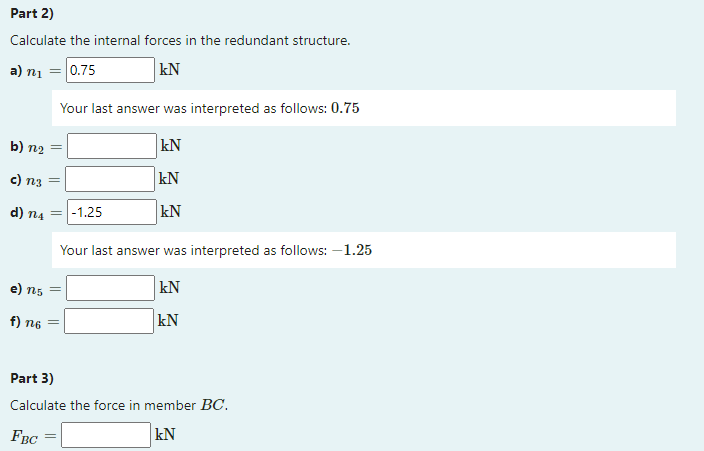 Solved Use The Force Method To Determine The Force In Member