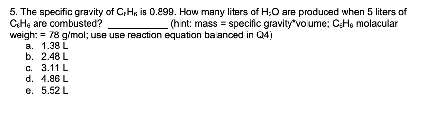 Solved Balanced Reaction from Q4: 2 C6H16 + 15 O2 > 12 CO2 | Chegg.com
