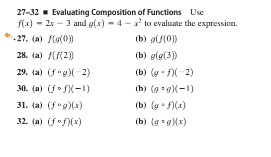 Solved 27–32 – Evaluating Composition of Functions Use f(x) | Chegg.com