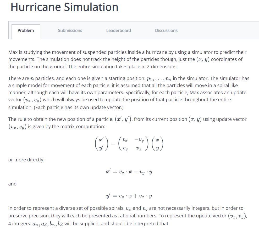 Solved Hurricane Simulation Max is studying the movement of | Chegg.com
