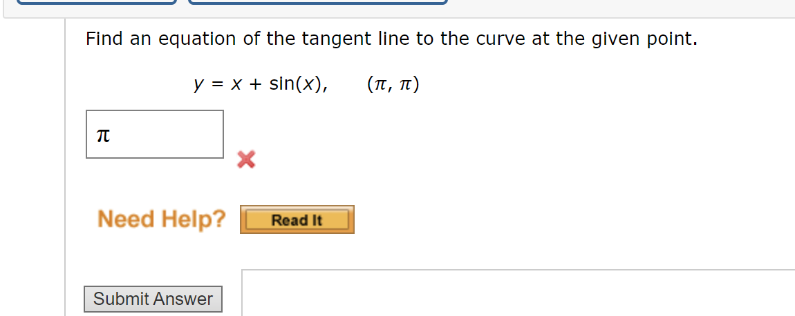 Solved Find an equation of the tangent line to the curve at | Chegg.com
