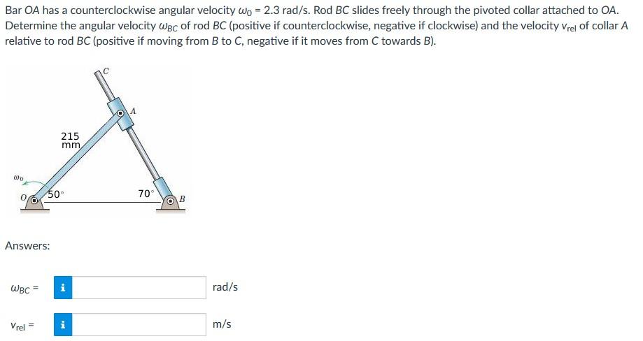 Solved Bar OA has a counterclockwise angular velocity | Chegg.com