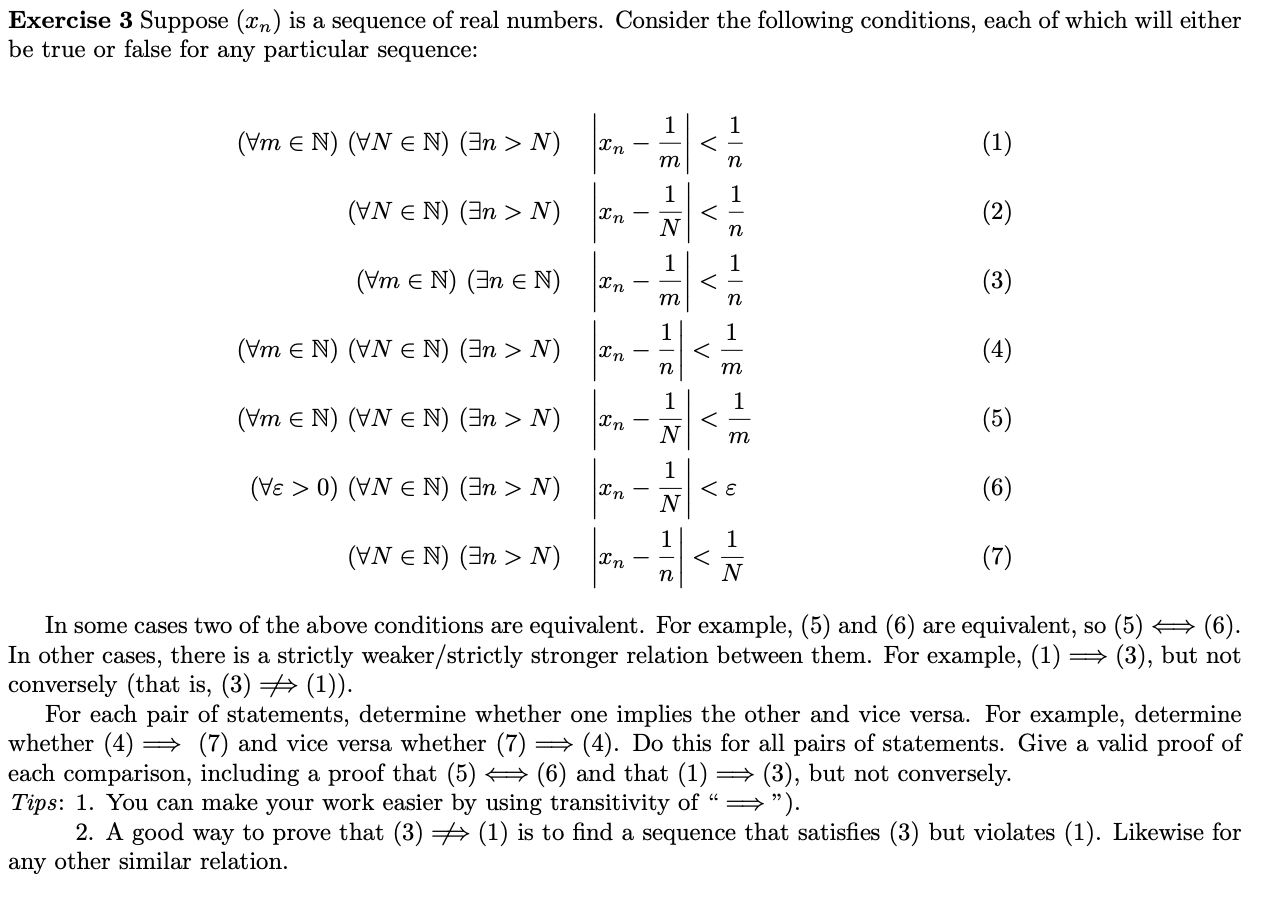 Solved Exercise 3 Suppose (xn) is a sequence of real | Chegg.com