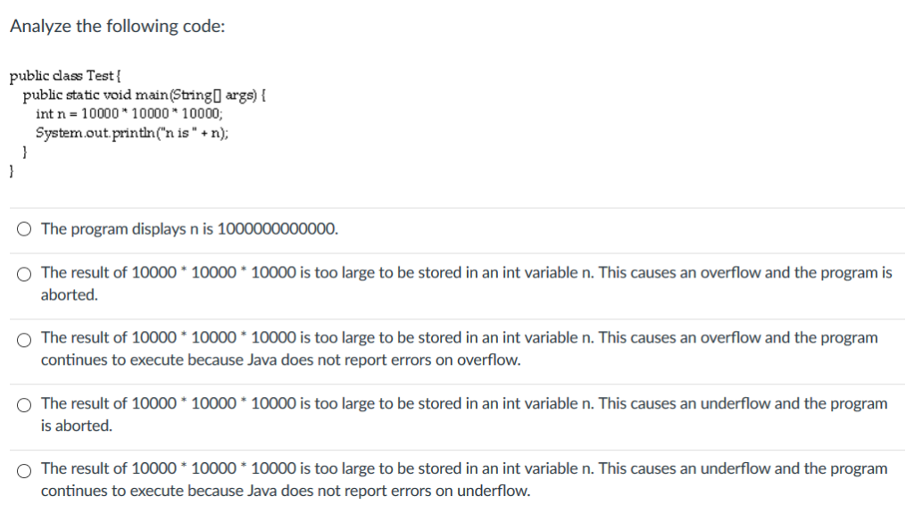 Solved Analyze the following code: public dlass Test public | Chegg.com