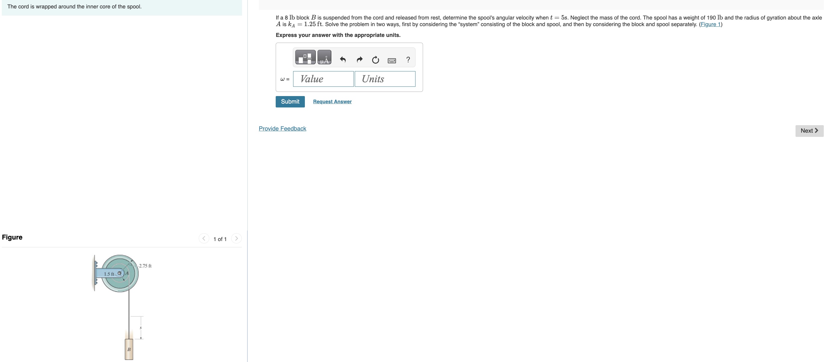 Solved If a 8 ﻿lb block \( ﻿B \) ﻿is suspended from the cord | Chegg.com