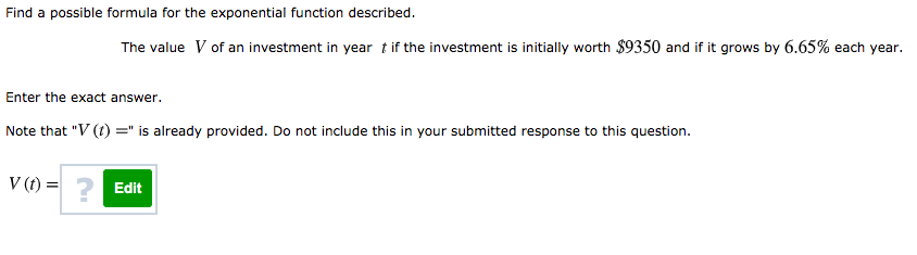 Solved Find a possible formula for the exponential function | Chegg.com