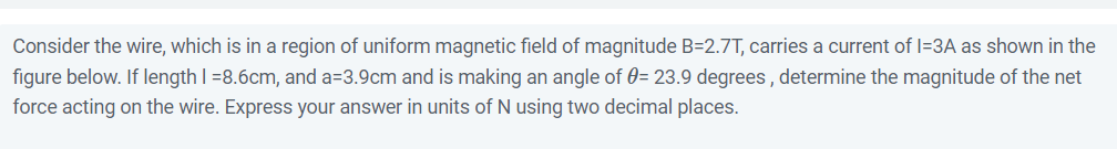 Consider the wire, which is in a region of uniform | Chegg.com