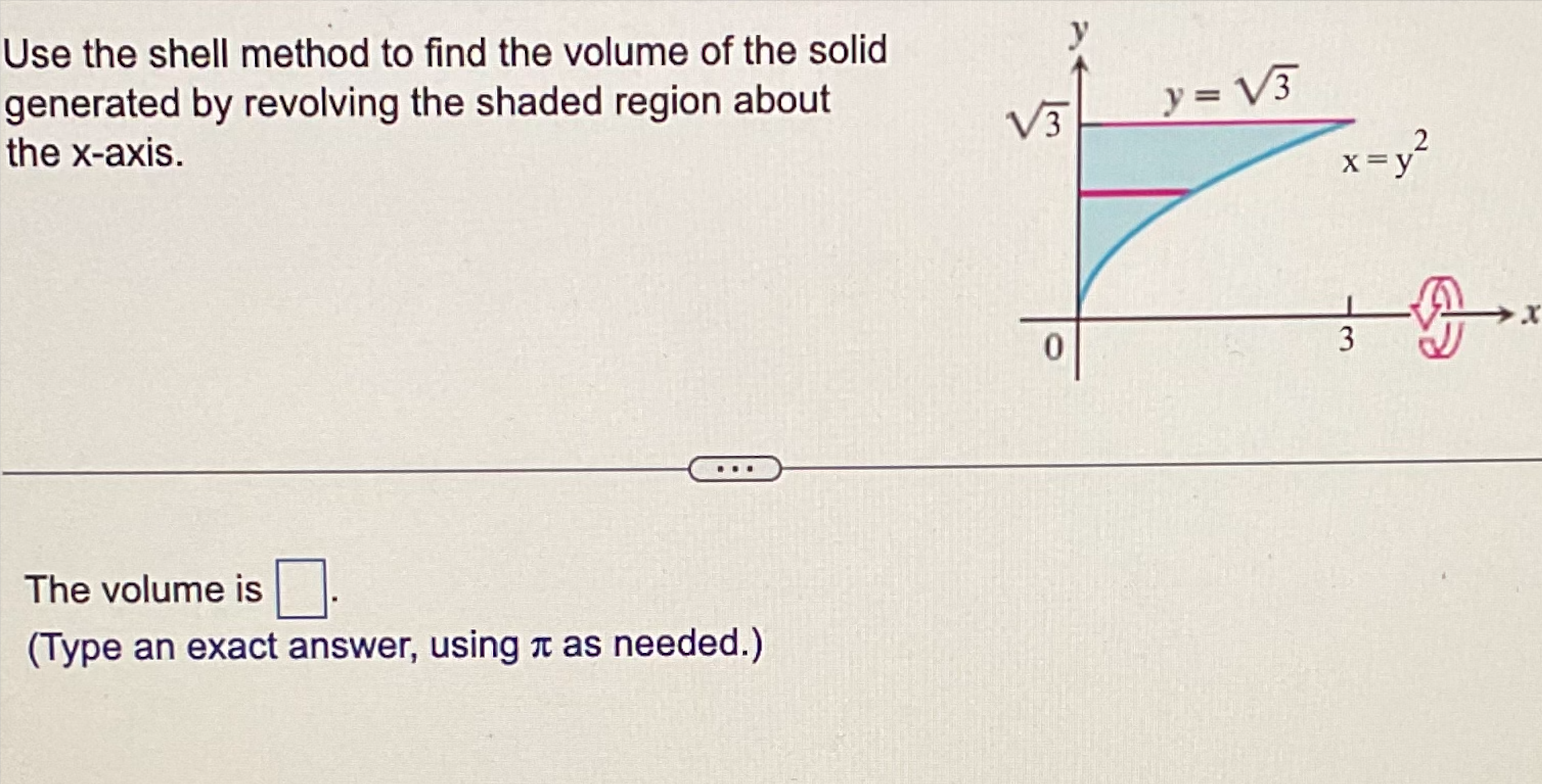 Solved Use the shell method to find the volume of the | Chegg.com