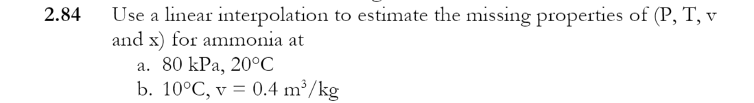 Solved 2.84 Use a linear interpolation to estimate the | Chegg.com
