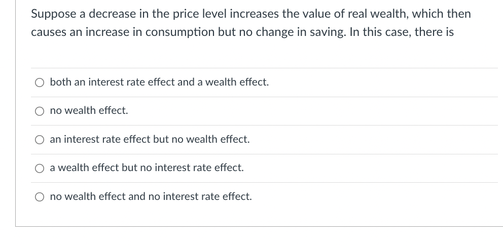A decrease in the price level will the real value of | Chegg.com
