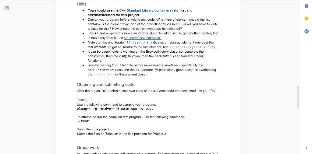 Solved - 3 x Browserhistory.hpp Code::Blocks 17.12 File Edit | Chegg.com