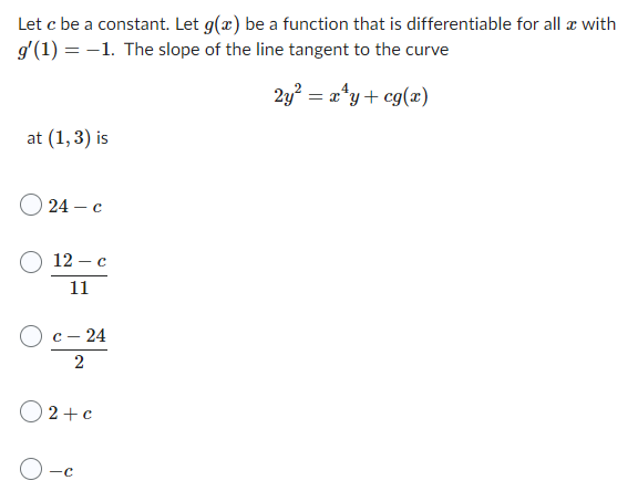 Solved Let c be a constant. Let g(x) be a function that is | Chegg.com