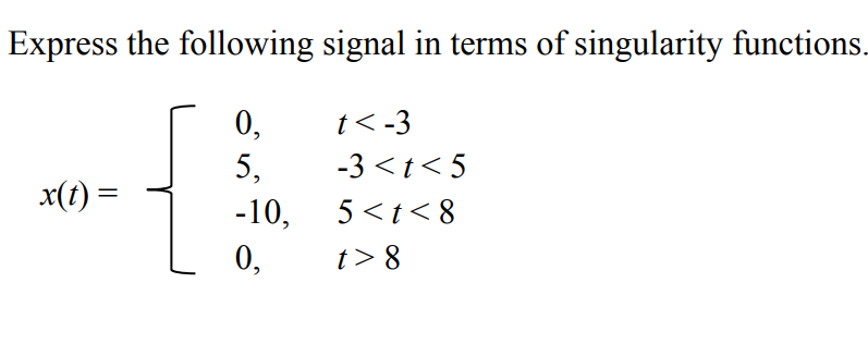 Solved Express the following signal in terms of singularity | Chegg.com