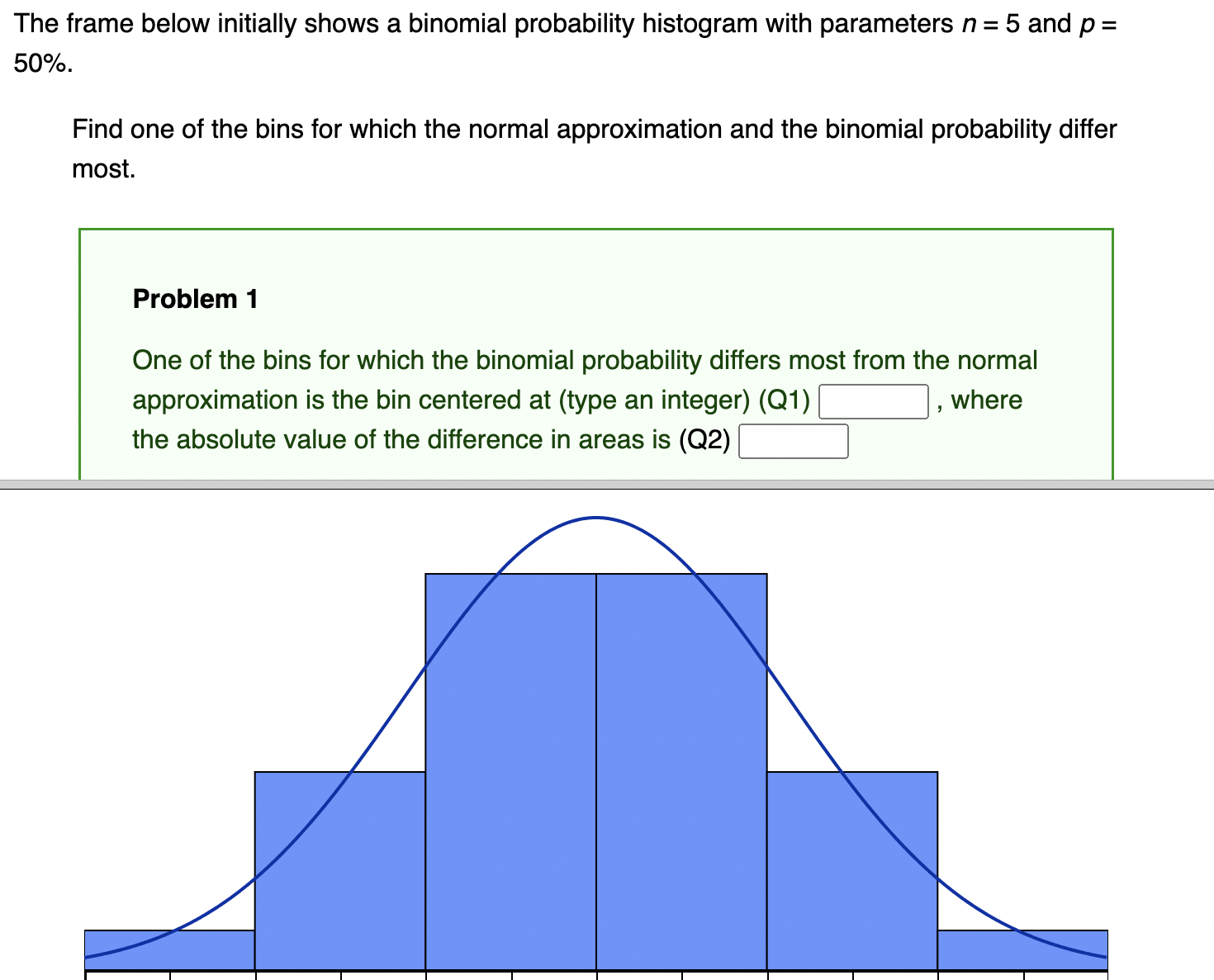 Solved he frame below initially shows a binomial probability | Chegg.com
