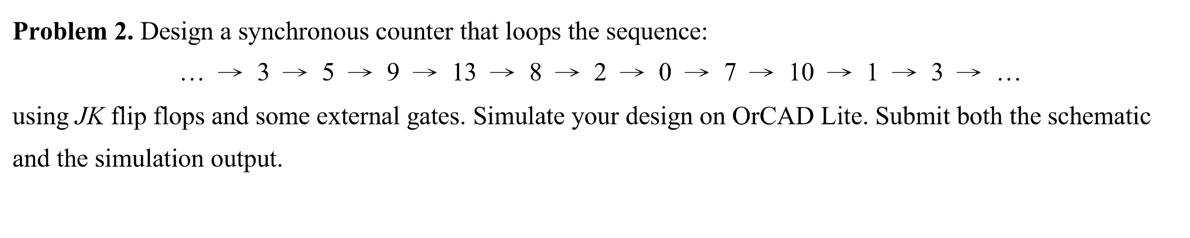Solved Problem 2. Design a synchronous counter that loops | Chegg.com