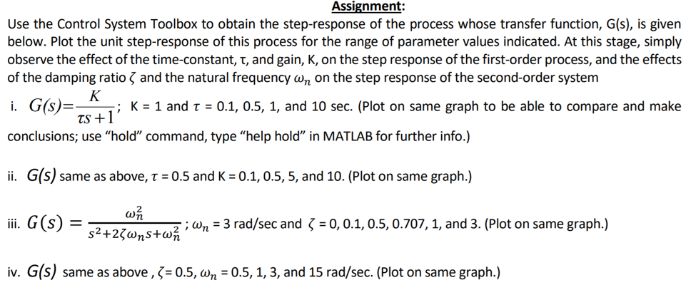 Solved Assignment: Use the Control System Toolbox to obtain | Chegg.com