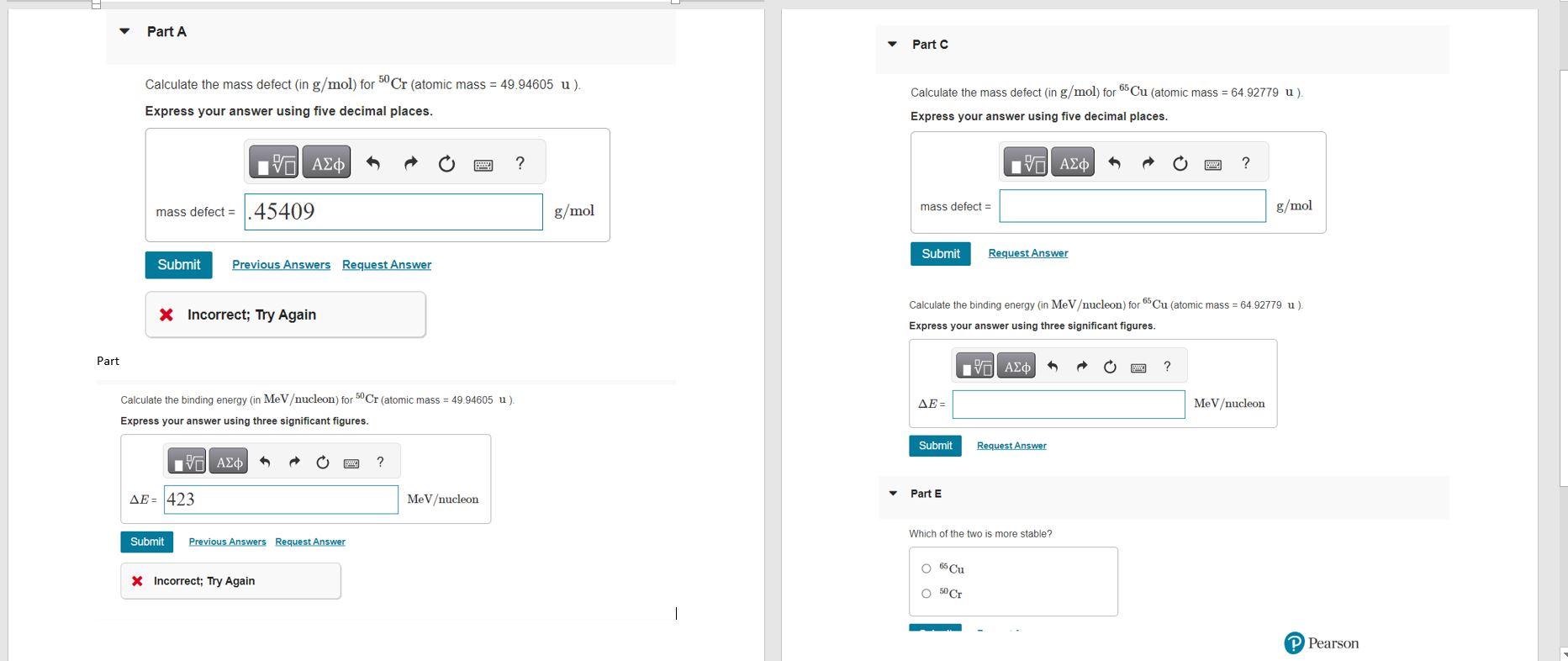 Solved Wrong answers for Part A Submitted Answers ANSWER | Chegg.com