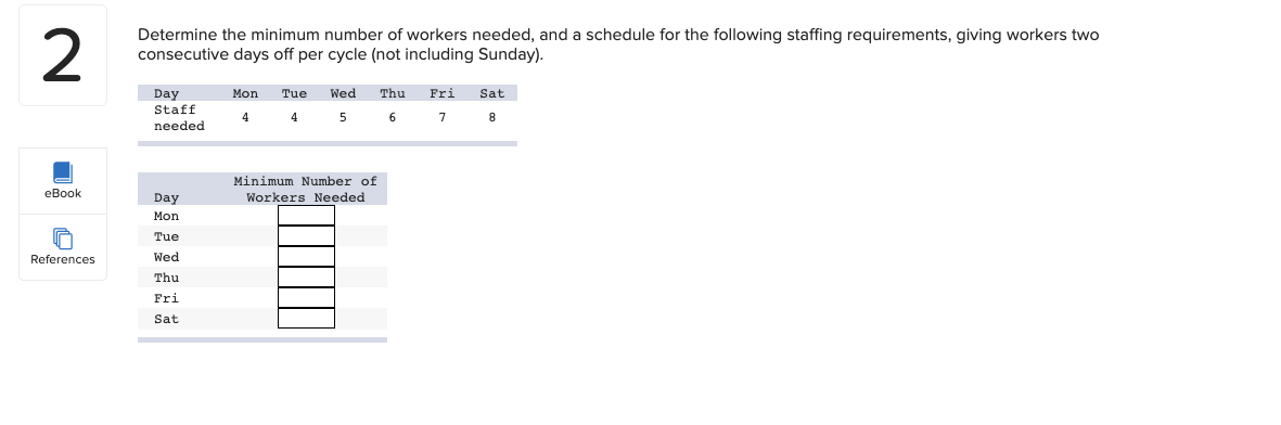 Solved 2 Determine the minimum number of workers needed, and | Chegg.com
