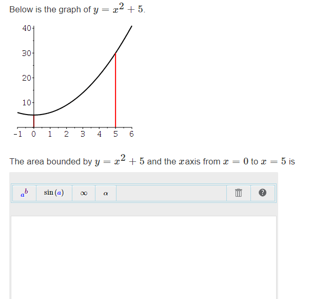 Solved Below is the graph of y=x2+5. The area bounded by | Chegg.com