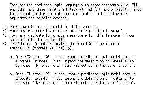 Consider the predicate logic language with three | Chegg.com