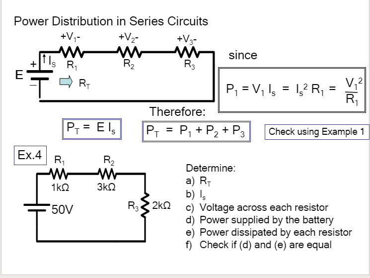 Solved +V3- Power Distribution in Series Circuits +V,- +V2- | Chegg.com