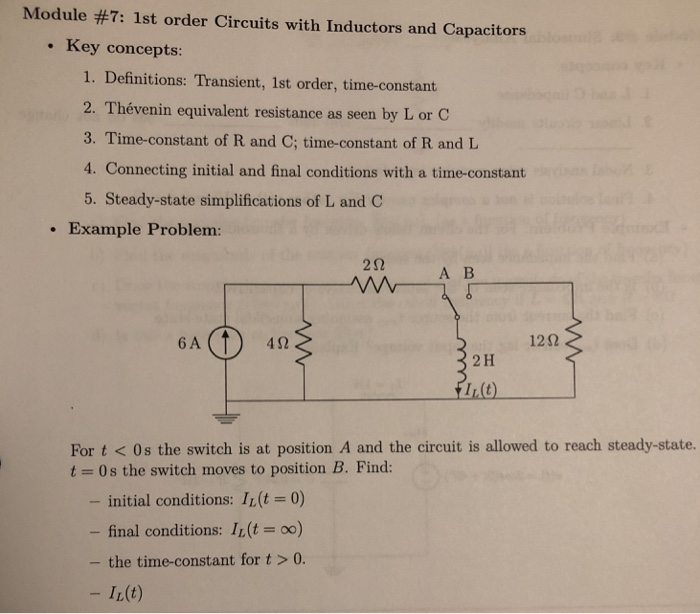 Solved Module #7: 1st order Circuits with Inductors and | Chegg.com