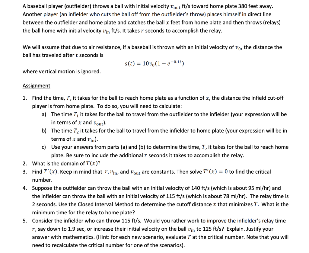 Solved A baseball player (outfielder) throws a ball with | Chegg.com