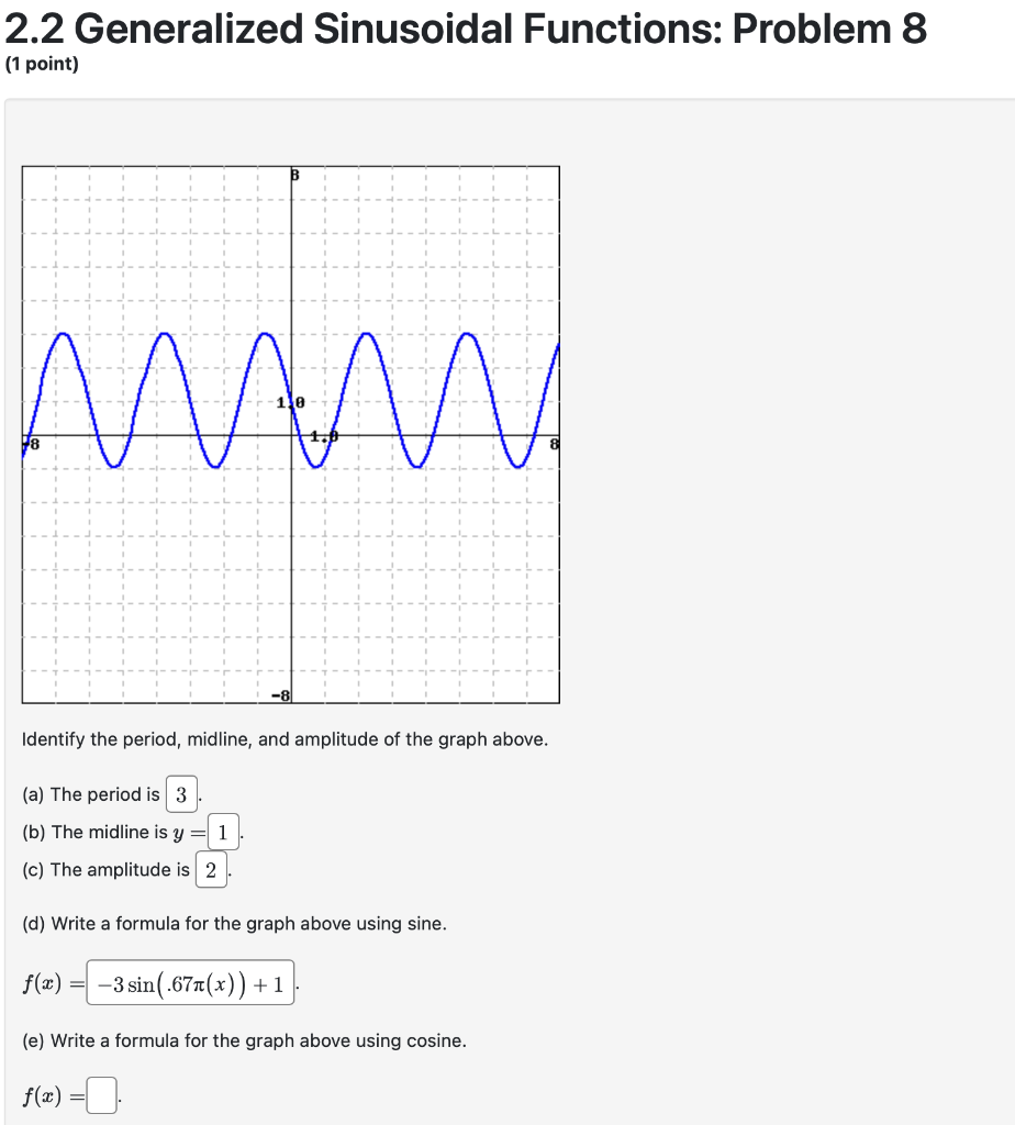 Solved 2.2 Generalized Sinusoidal Functions: Problem 8 (1 | Chegg.com