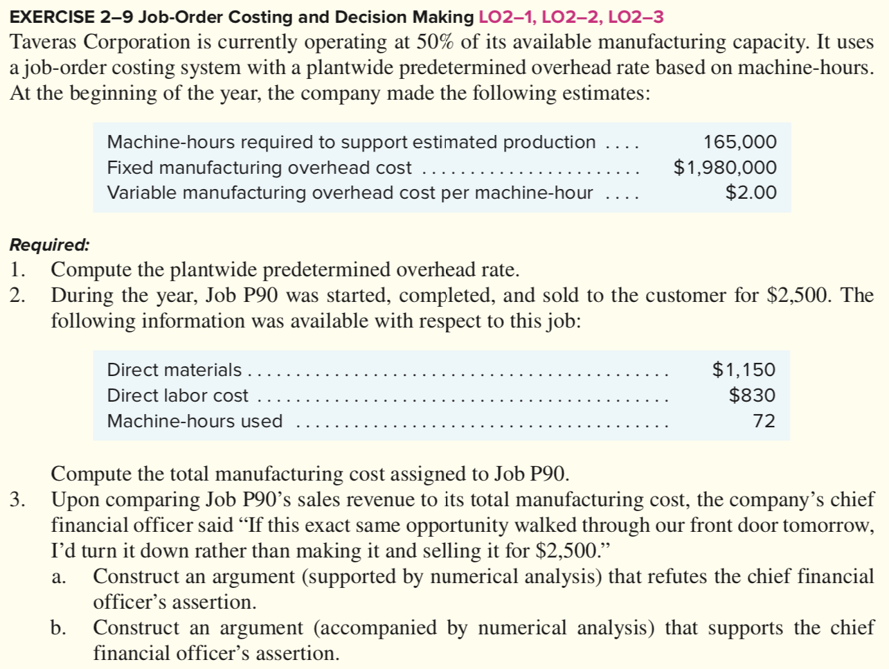 Solved EXERCISE 2–9 Job-Order Costing and Decision Making | Chegg.com