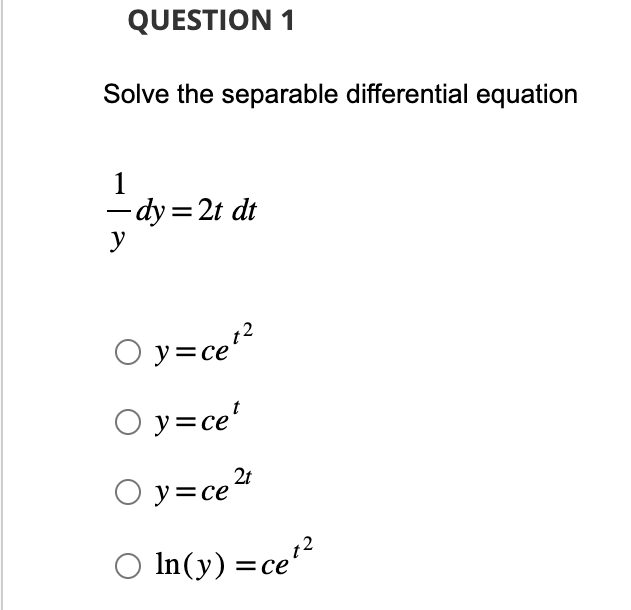 Solved Solve the separable differential equation | Chegg.com