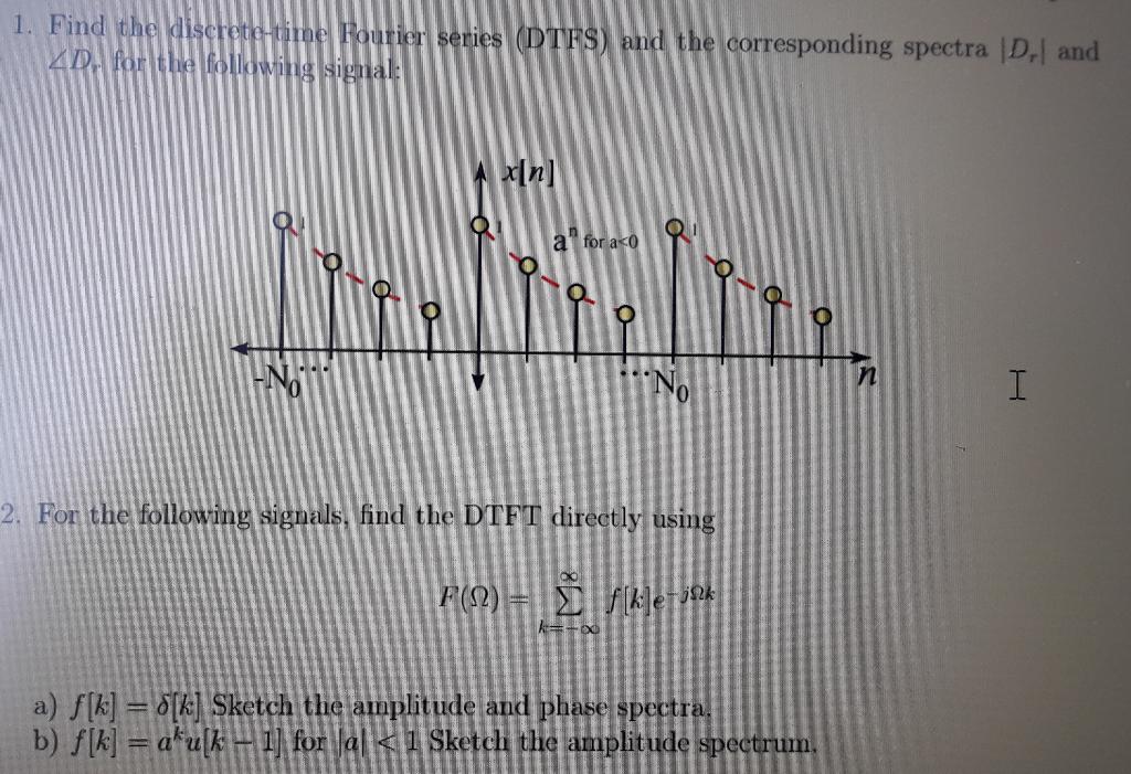 Solved 1. Find the discrete-time Fourier series (DTFS) and | Chegg.com
