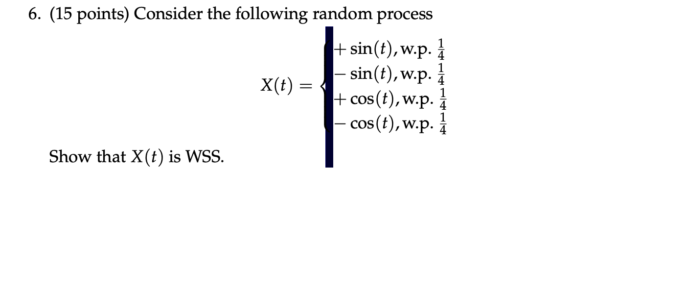Solved (15 ﻿points) ﻿Consider the following random | Chegg.com
