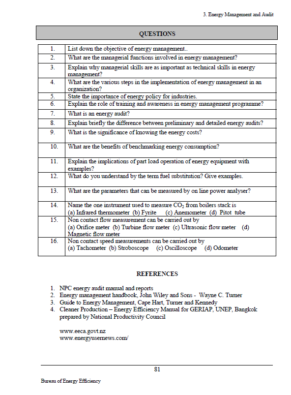 Solved 3. Energy Management and Audit QUESTIONS 1. 2. 3. 4. | Chegg.com