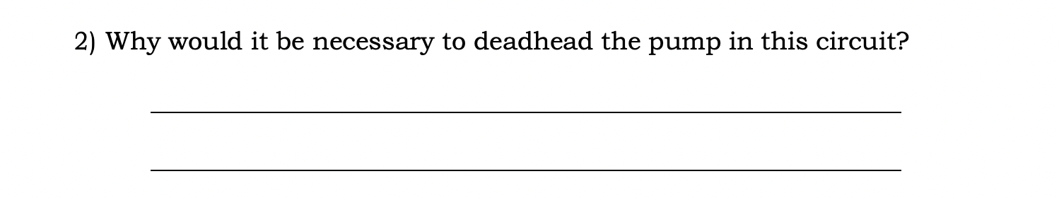 Solved 2) Why would it be necessary to deadhead the pump in | Chegg.com