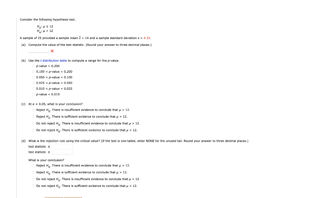 Solved Consider the following hypothesis test. | Chegg.com